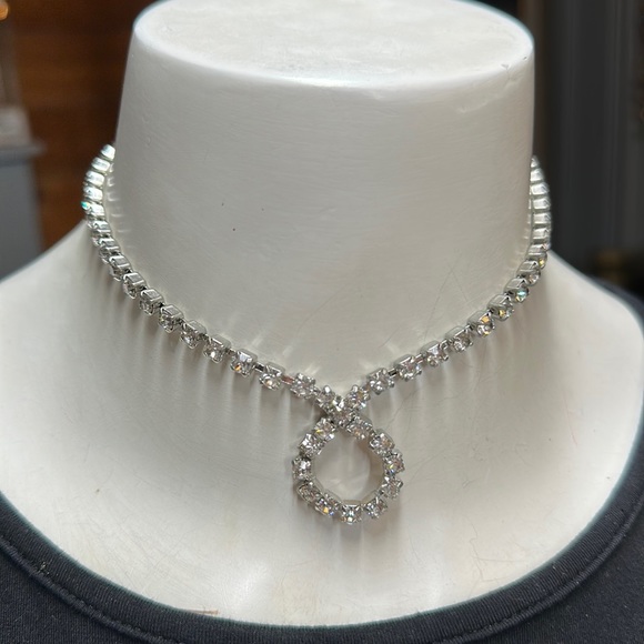 Vintage | Jewelry | Vintage Art Deco Style Rhinestone Loop Front Choker ...